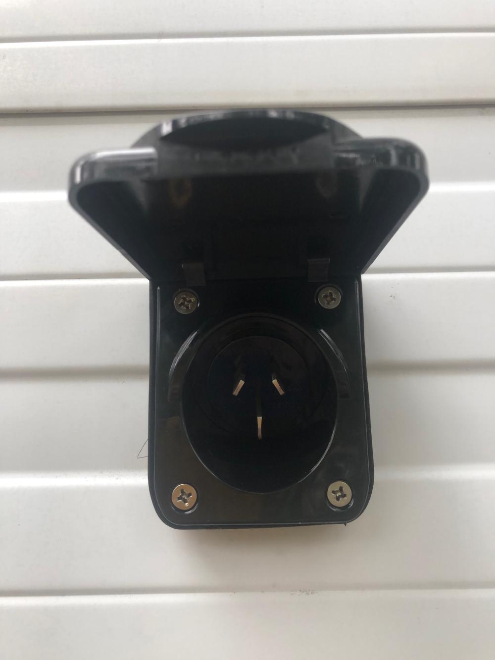 Transco 15A Caravan Power Inlet (Black) 240V, IP54 | CaravansPlus