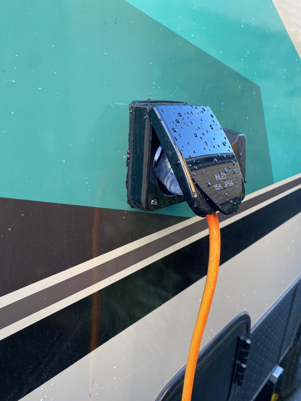 Transco 15A Caravan Power Inlet (Black) 240V, IP54 | CaravansPlus