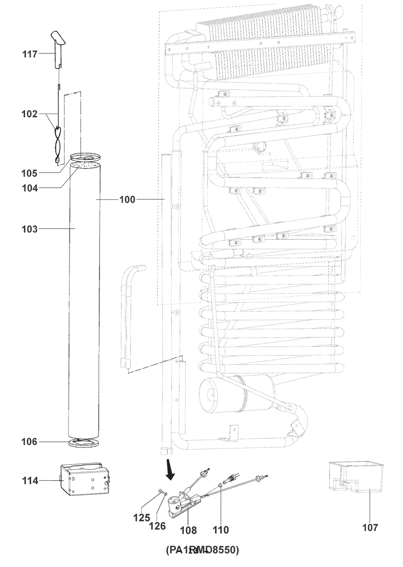 Diagram RMD 8551 Cooling Unit, Flue, Burner & Fan | CaravansPlus
