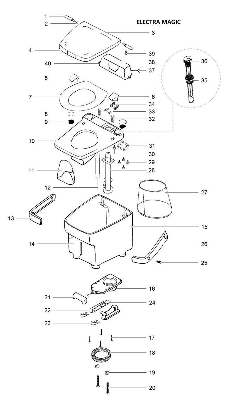 Diagram, Electra Magic, Holding Tank Toilet | CaravansPlus