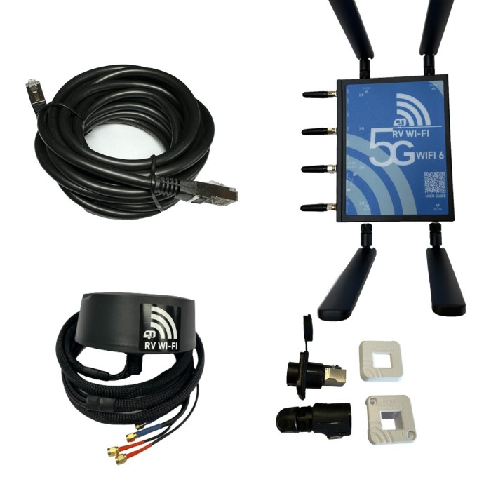 RV WIFI 12V Starlink DishyDock Kit, 5G Router, 5M Cables