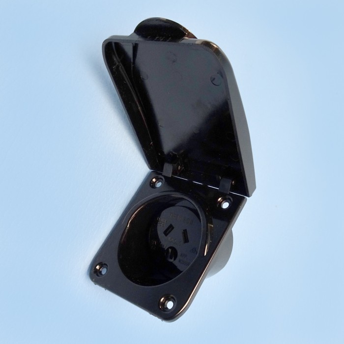 Transco 10A Caravan Power Outlet (Black) 240V, IP54