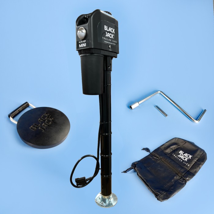 Black Jack Mini Electric Trailer Jack, 1000kg | CaravansPlus
