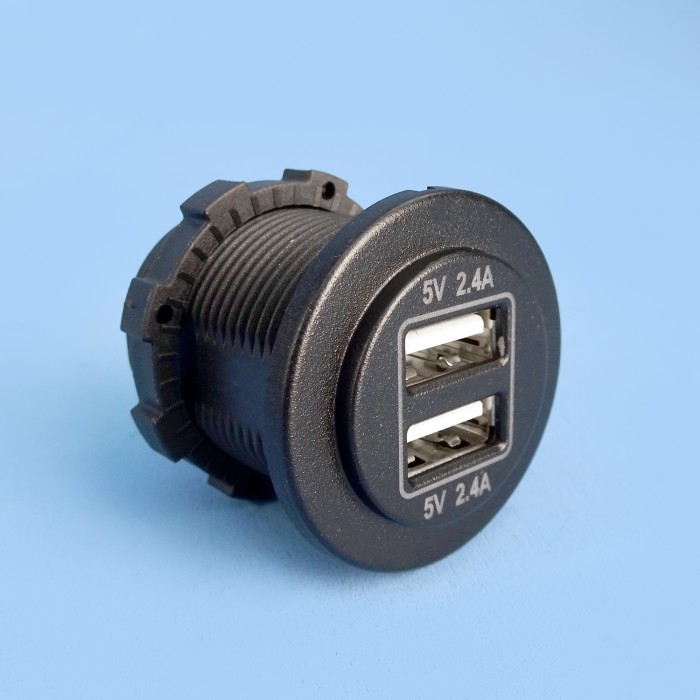 Enerdrive Twin USB-A 4.8A Socket W Cover, Green LED