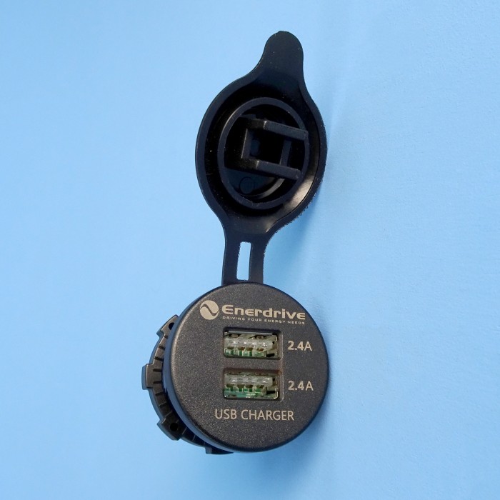 Enerdrive Twin USB-A Charging Socket (OLED Style), Green LED