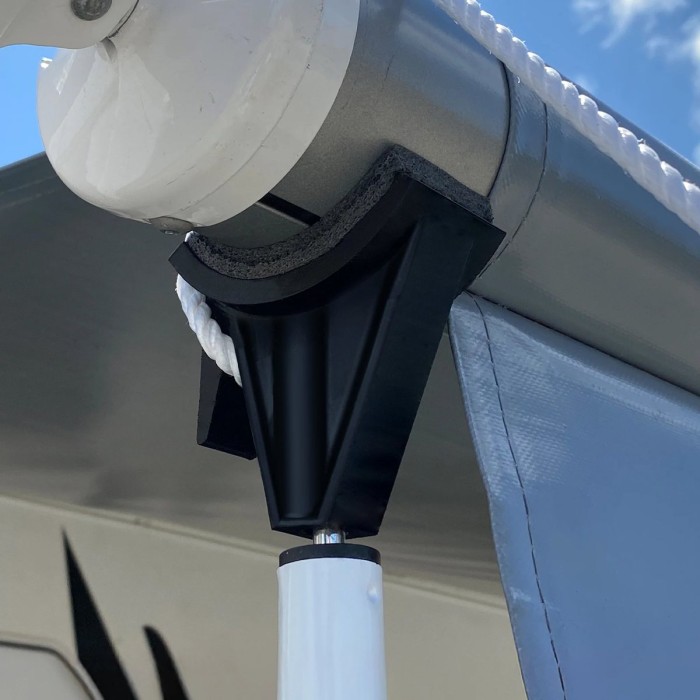 Electric Rollout Awning Cradle Support Kit W Poles, Black