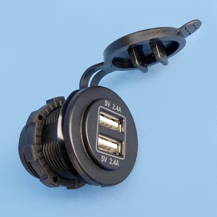 Enerdrive Twin USB-A Charging Socket, Green LED | CaravansPlus