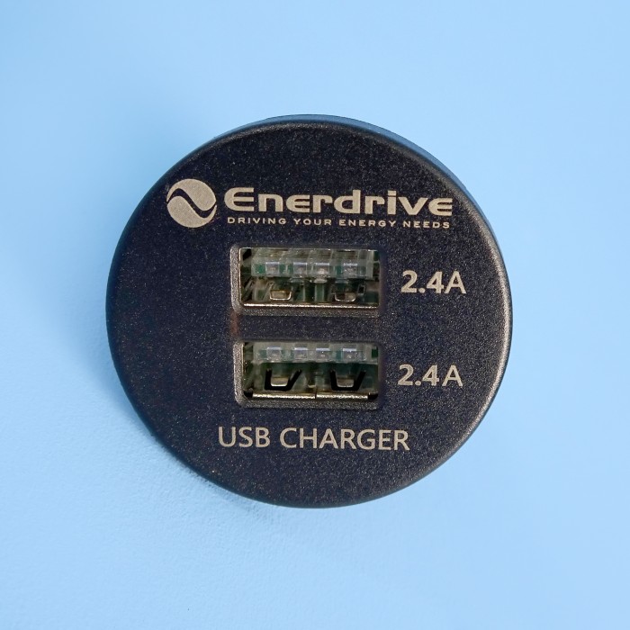 Enerdrive Twin USB-A Charging Socket (OLED Style), Green LED